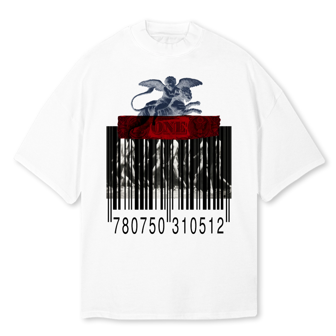 NUMBERED MEN White Oversized Mock Neck Tee. – WATC STUDIO