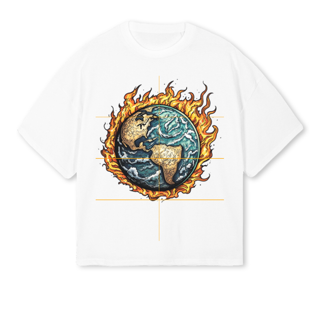 EARTH White Oversized Boxy Tee. – WATC STUDIO