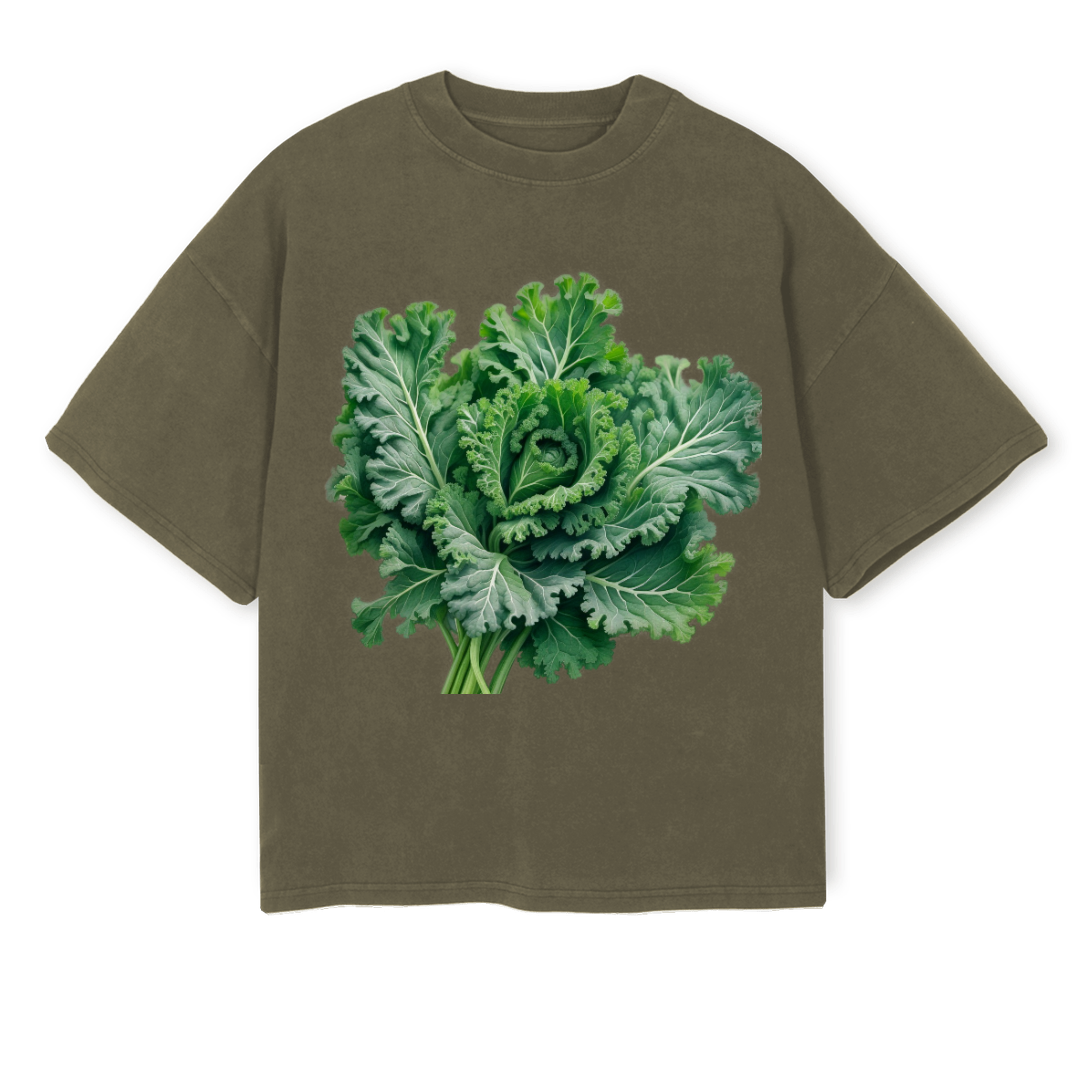 KALE Vintage Olive Oversized Boxy Tee. – WATC STUDIO