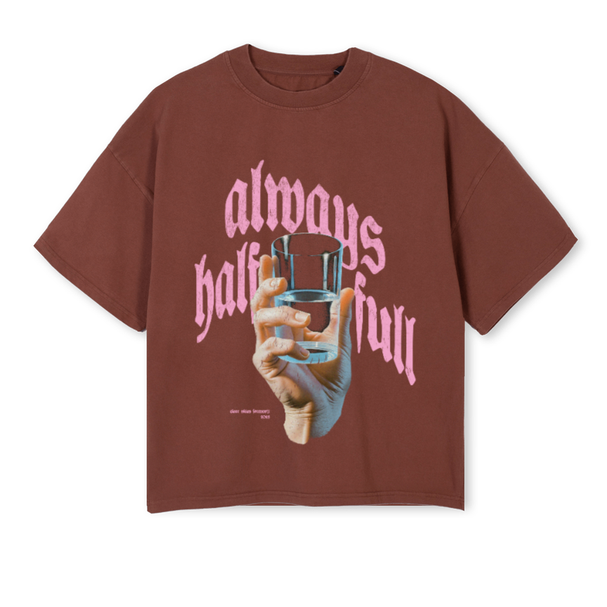 HALFFULLTEE Vintage Brown Oversized Boxy Tee. – WATC STUDIO