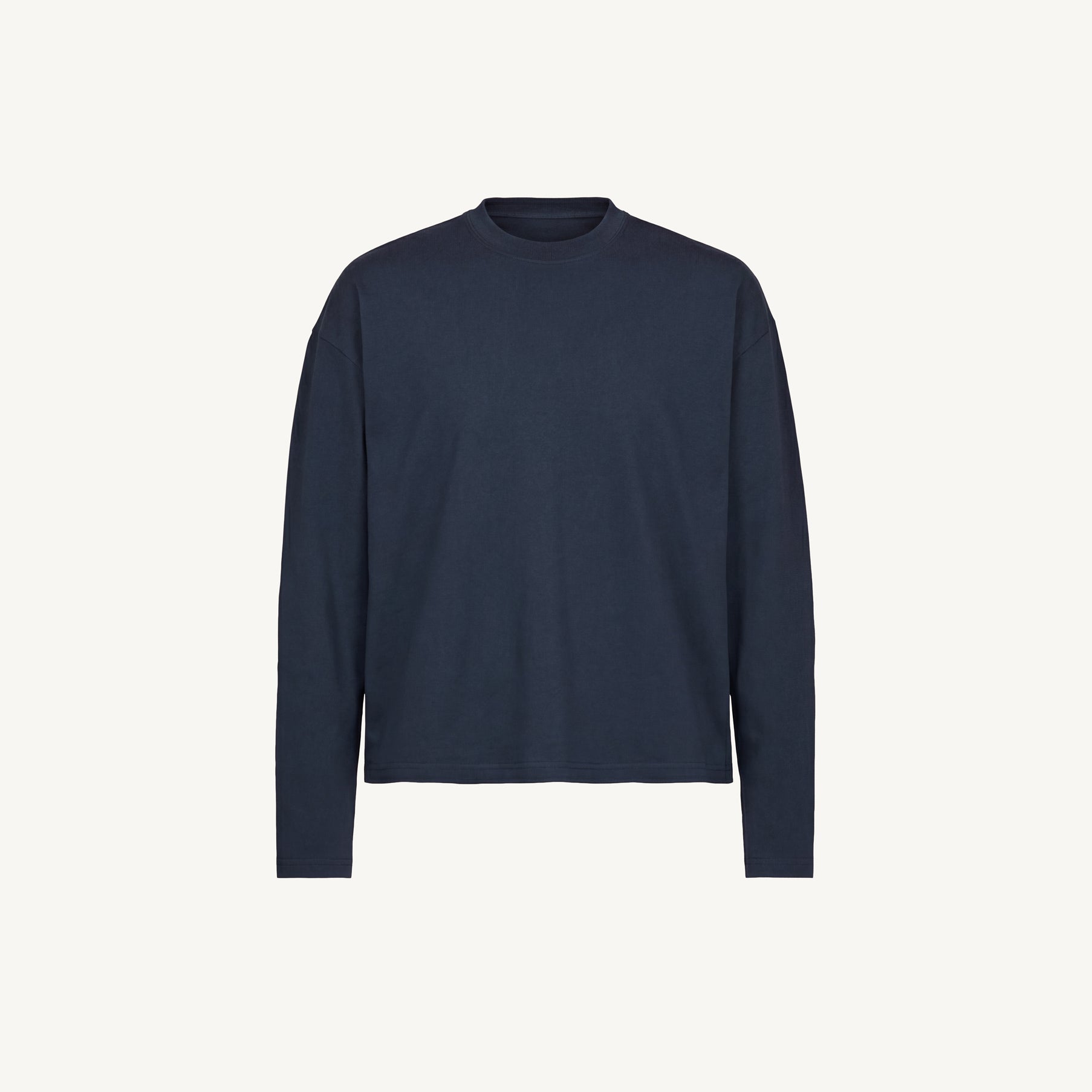 Navy Blue Oversized Boxy LS Tee. – WATC STUDIO