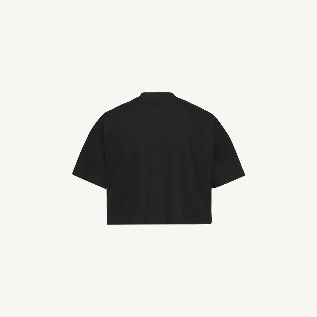 Black Cropped Oversized Tee. – WATC STUDIO