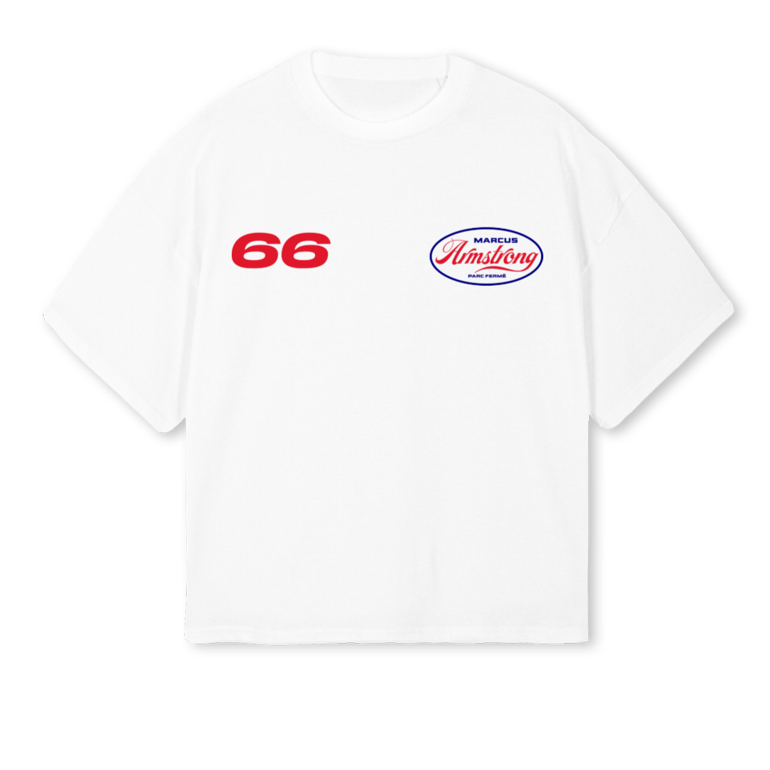 ARMSTRONG_SP White Oversized Boxy Tee – WATC STUDIO