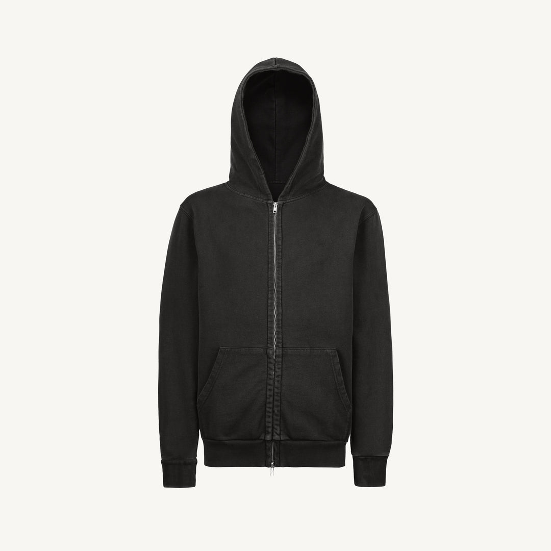 Vintage Black Regular Zipped Hoodie. – WATC STUDIO