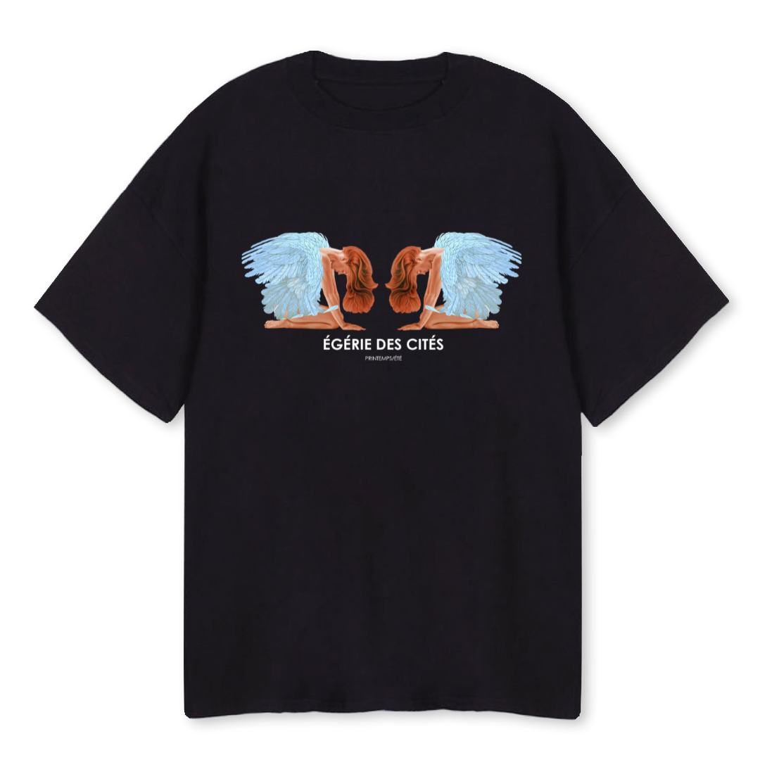 ANGES NOIR Black Oversized Tee. – WATC STUDIO