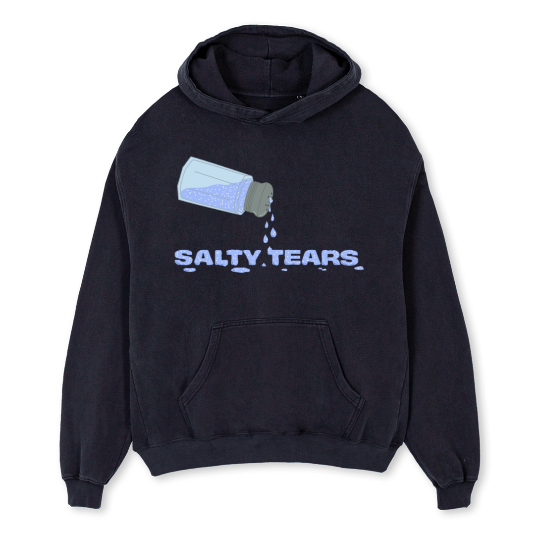 SALTY TEARS Vintage Black Oversized Hoodie. – WATC STUDIO