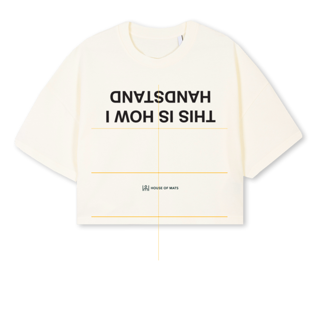 HANDSTAND Cream Cropped Oversized Tee. – WATC STUDIO