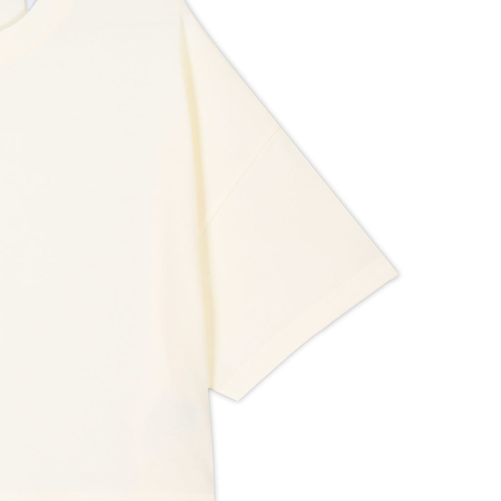 Cream Cropped Oversized Tee. – WATC STUDIO