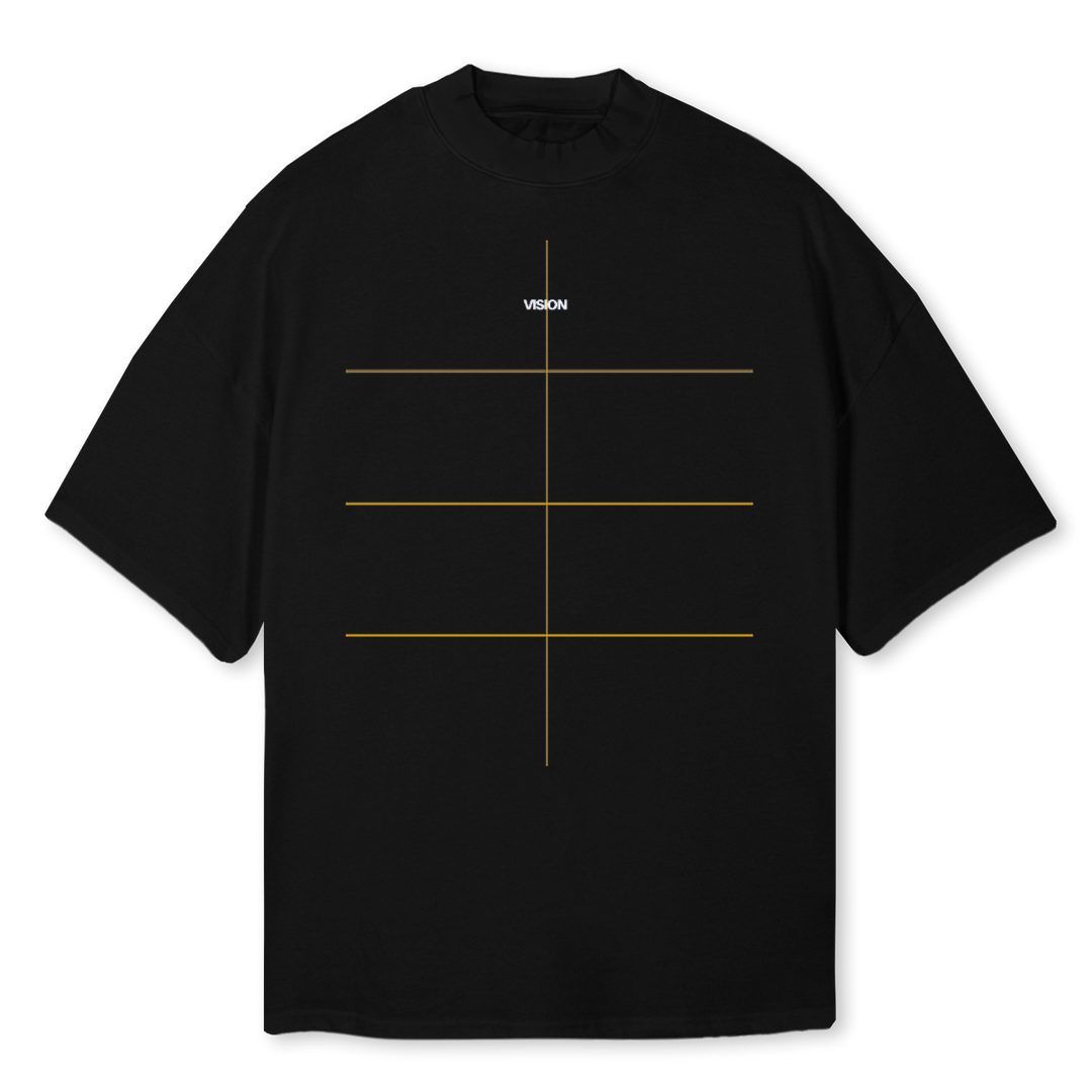 BLK VISION TEE Black Oversized Mock Neck Tee. – WATC STUDIO