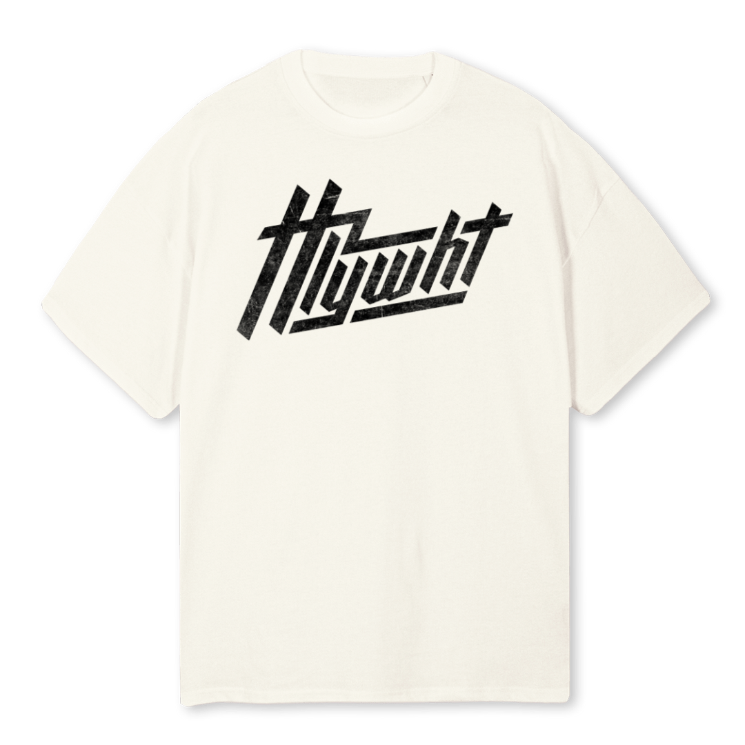 LOGO Cream Oversized Tee. – WATC STUDIO