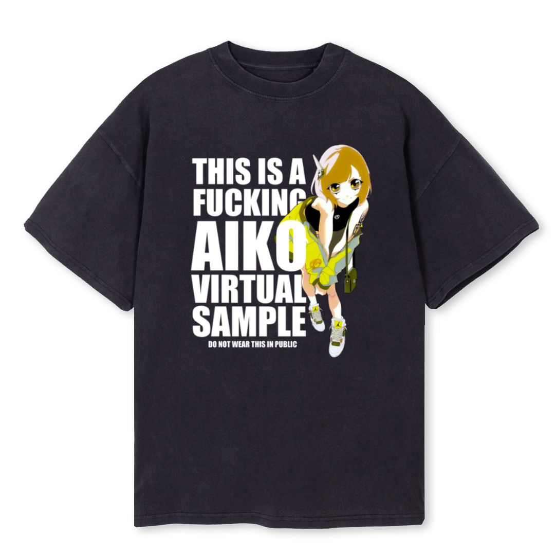 AIKO VIRTUAL OSTEE Vintage Black Oversized Tee. – WATC STUDIO